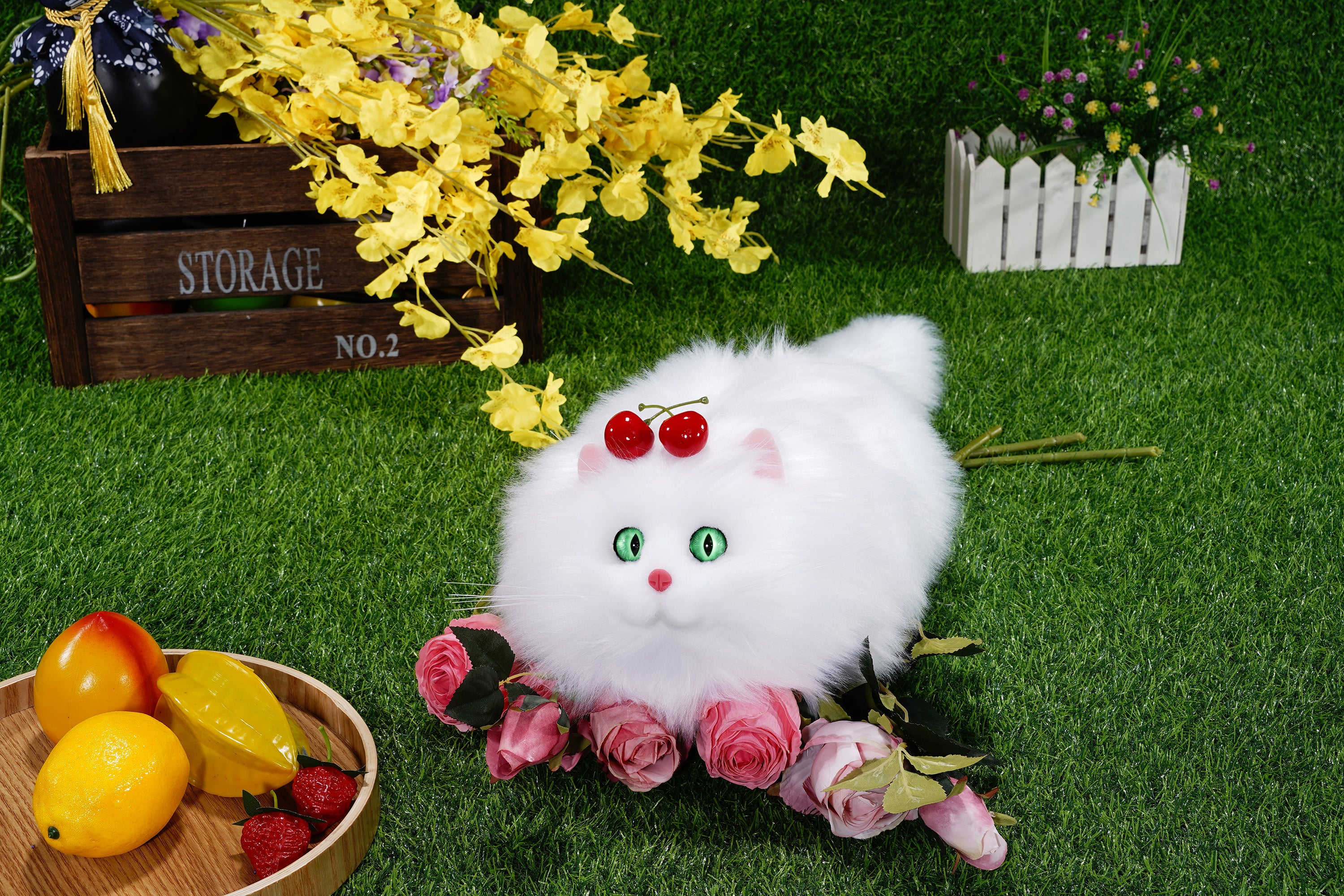 🐾 MEOWCOOL Large Lion Cat Plush Purse With Green Eyes